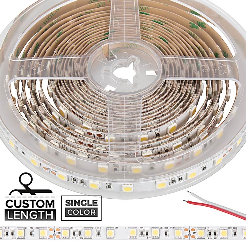 5050 Single-Color LED Strip Light - Custom Length Tape Light - 24V ...